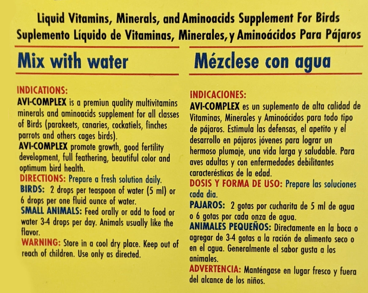 Liquid Vitamin for Birds- Avi Complex- Interfarma Animal Health ...
